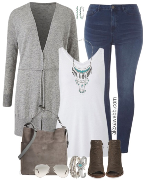 Plus Size Grey Cardigan Outfits - Alexa Webb
