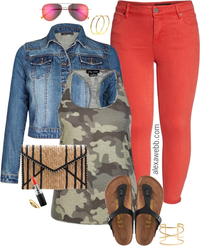 Plus Size Red Orange Jeans - Alexa Webb
