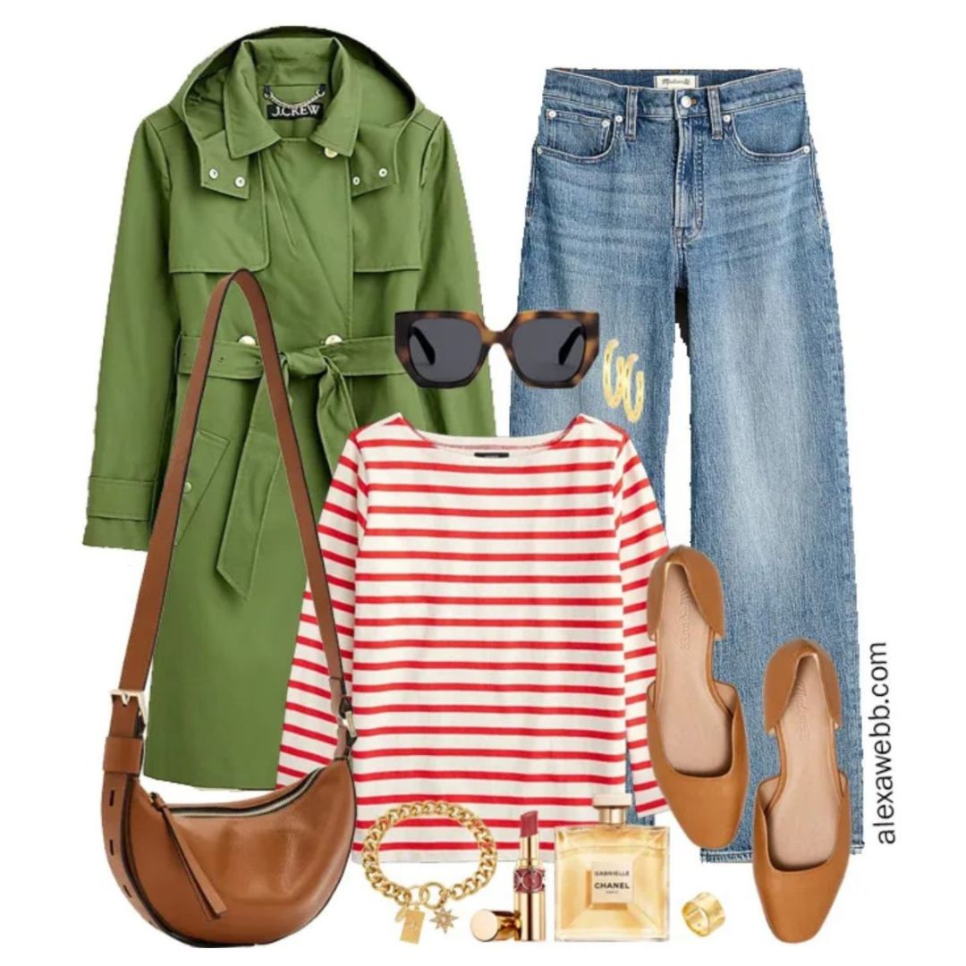 Plus Size Green Trench Coat Outfit 1 - Alexa Webb