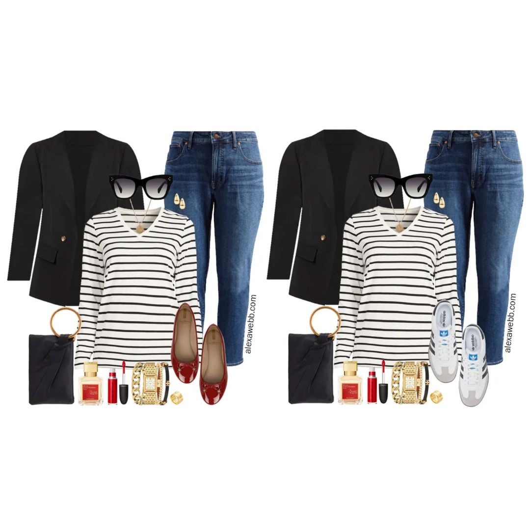 Plus Size Stripes and Blazer Outfits - Alexa Webb