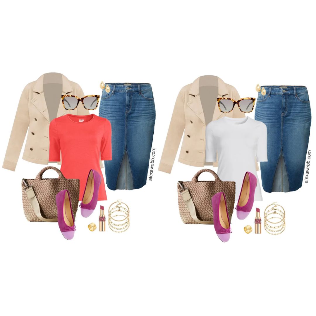 Plus Size Midi Denim Skirt Outfits - Alexa Webb