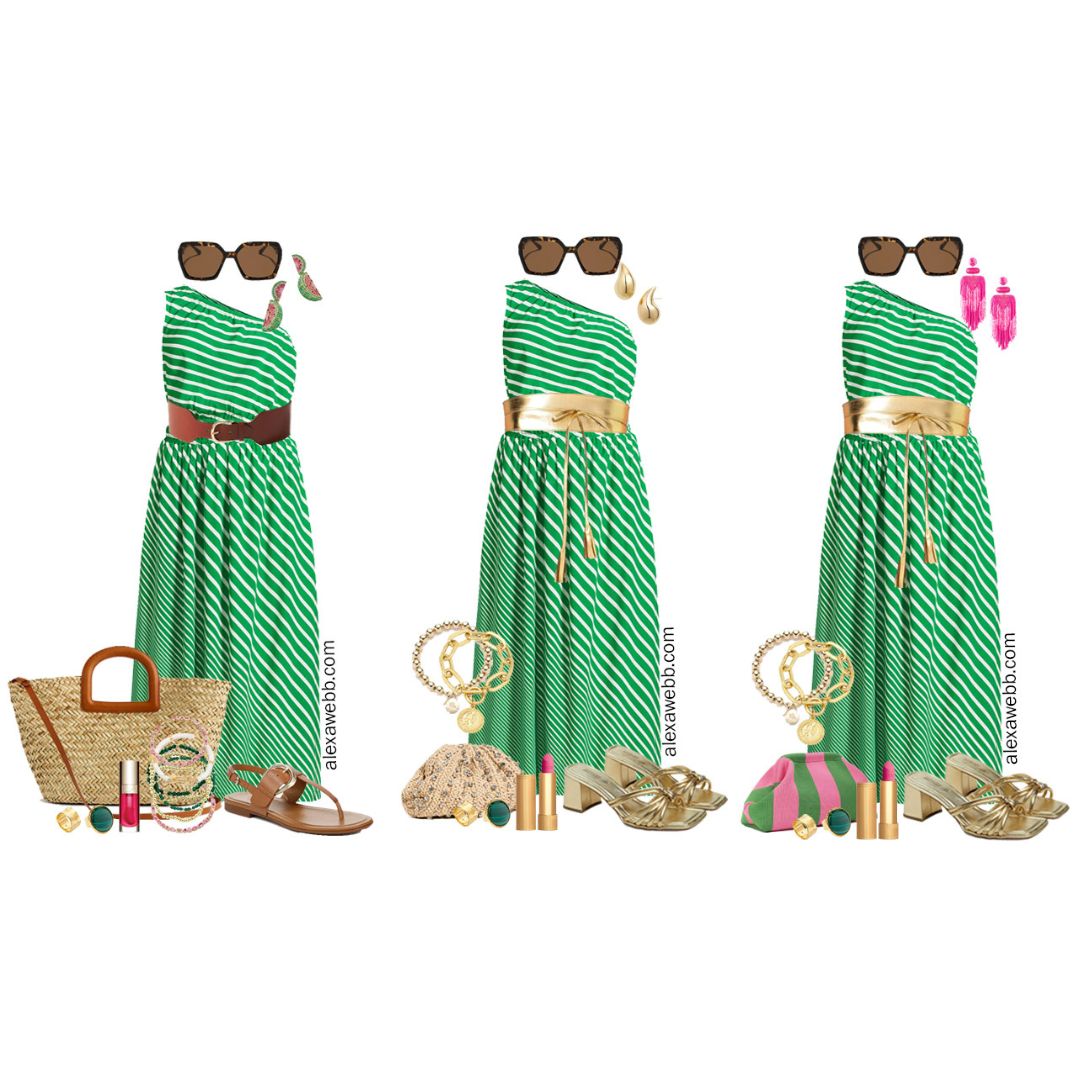 Plus Size One Shoulder Green Dress Outfits - Alexa Webb