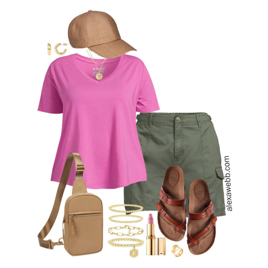 Plus Size on a Budget - Green Shorts - Alexa Webb