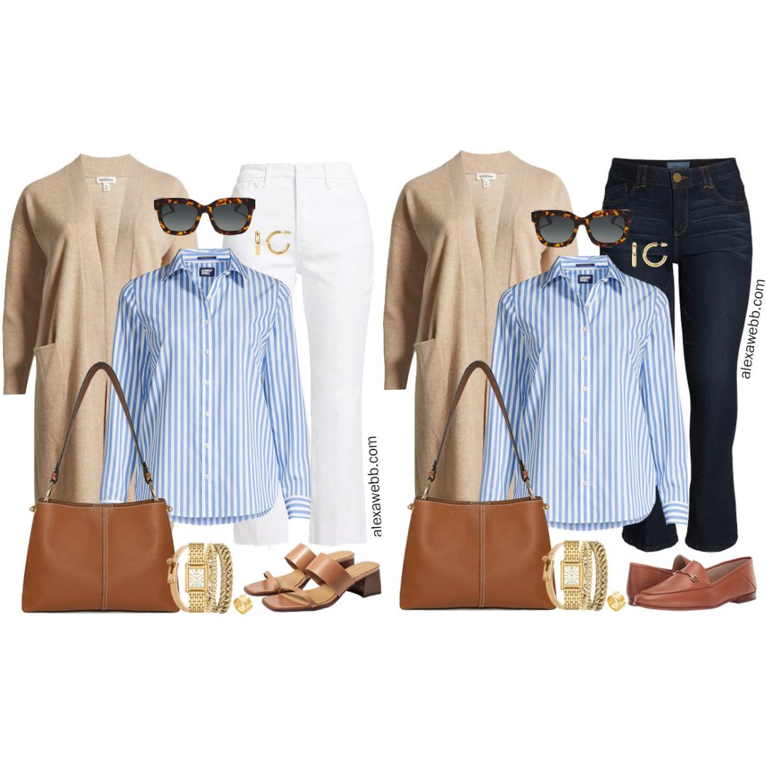 Plus Size Stripe Shirt Outfits - Alexa Webb
