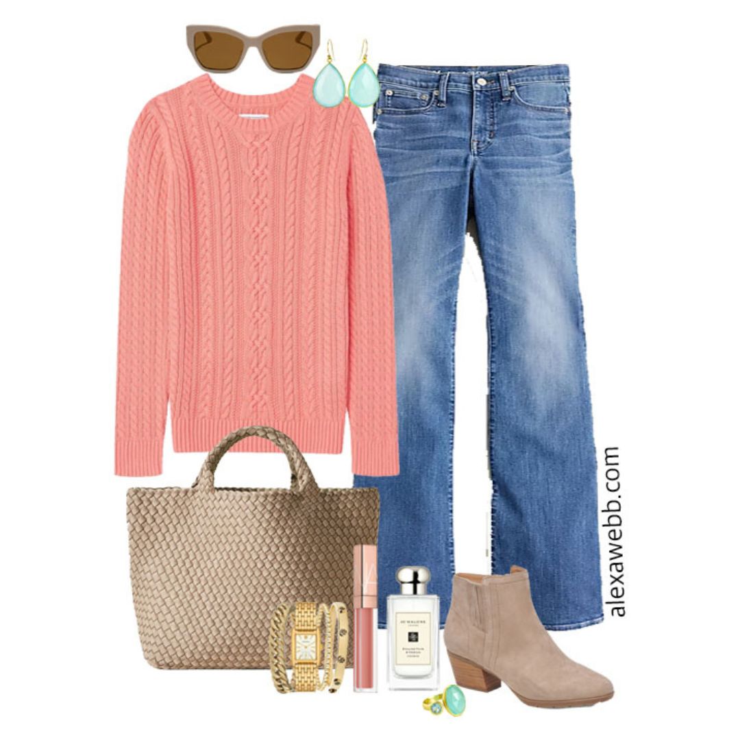 Plus Size Coral Sweater Fall Outfit - Alexa Webb
